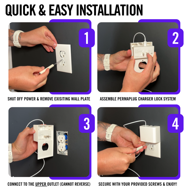 Permaplug Charger Lock - Anti-Theft & Tug Proof Patented Phone Charger