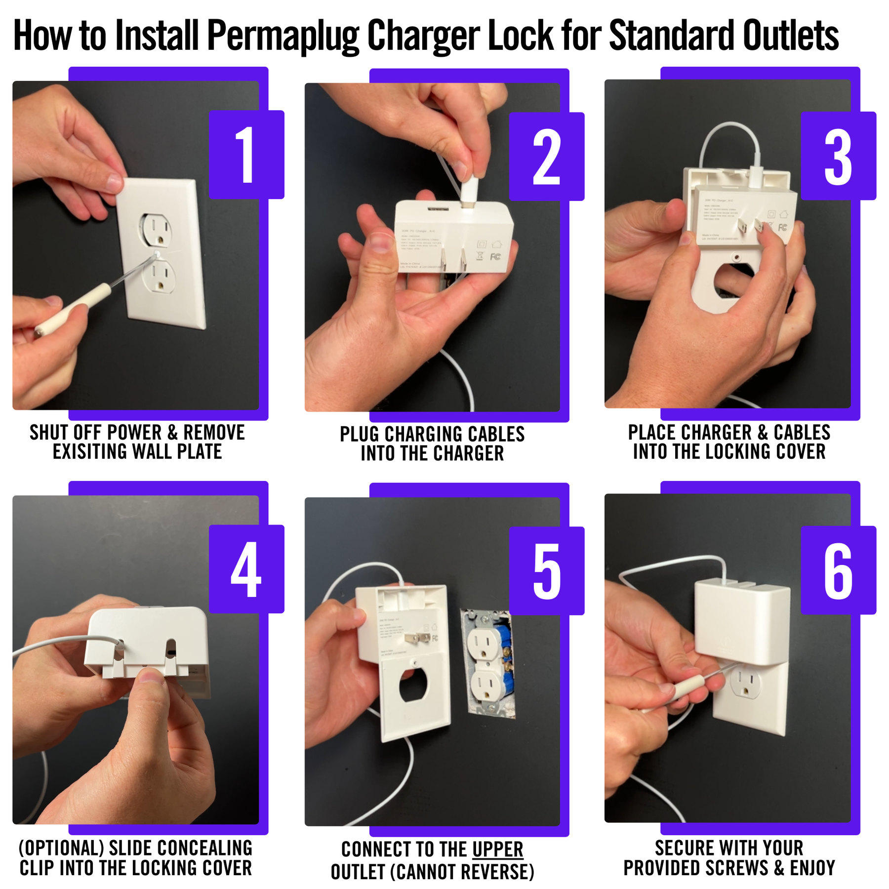 Permaplug Charger Lock - Anti-Theft & Tug Proof Patented Phone Charger