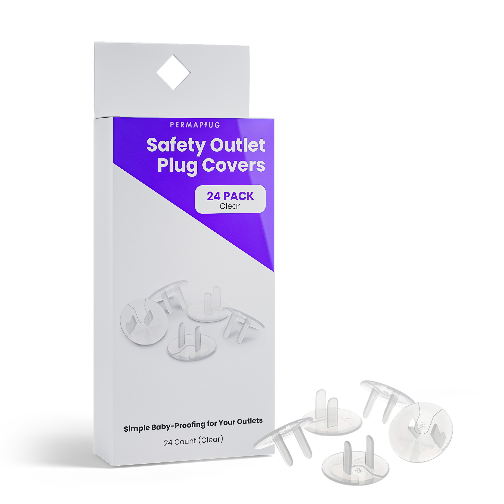 Permaplug Safety Outlet Plug Covers - 24 Pack (Clear)